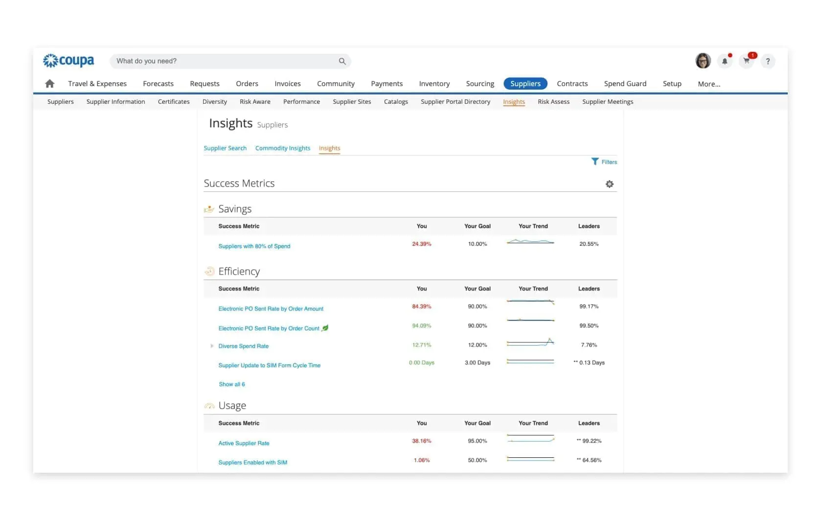 Coupa supplier store